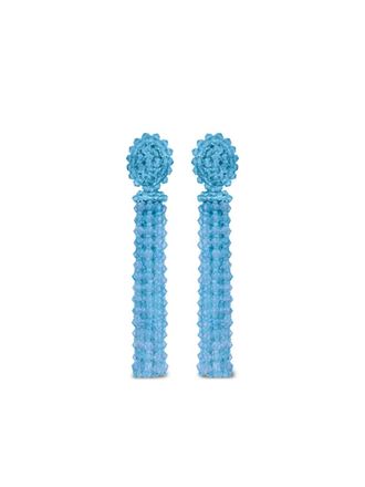 Oscar De La Renta Perlenohrringe mit Quaste - Blau