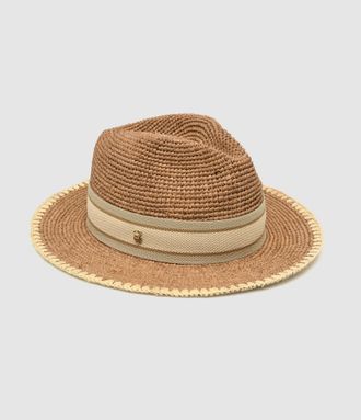 CLARIS VIROT Chapeau Fedora Raphia Off White