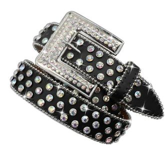 Generic Ceinture cloutée en strass avec boucle ardillon en cuir pour jeans robes élégantes, 8, 105 cm
