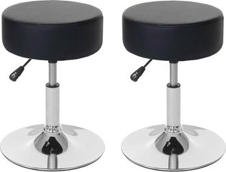 Hhg Neuwertig] 2er-Set Hocker HHG 189, Sitzhocker Schminkhocker, h&ouml;henverstellbar &oslash; 35cm Kunstleder, schwarz