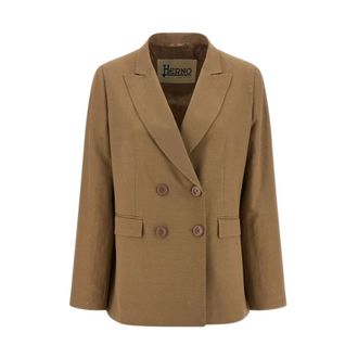 Herno Femme, Vestes, Beige, Taille: 38 FR Double-Breasted Sequin Blazer