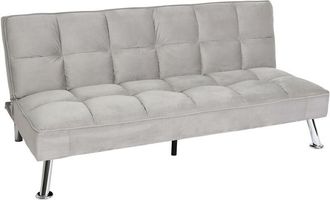 Hhg Sofa HHG 557, Klappsofa Couch Schlafsofa, Nosagfederung Schlaffunktion Liegefl&auml;che 181x107cm Samt, grau