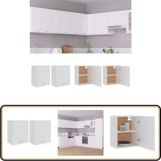 vidaXL Armoires suspendues 2 pcs Blanc 50x31x60 cm Bois dingénierie - Armoires Suspendues - Meuble De Cuisine - Rangements Cuisine - Armoire Blanche