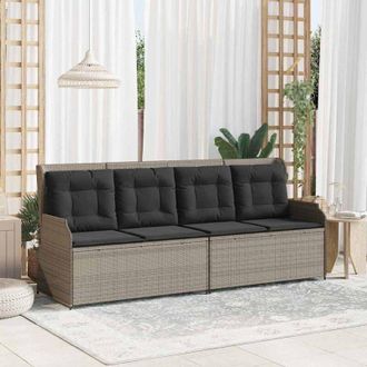 vidaXL vidaXL Banc de jardin avec coussin Gris clair Poly rotin