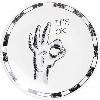 Blond Amsterdam Petit Four Teller ø12 cm Its Ok - Handgefertigt, Motiv mit Hand und Botschaft