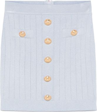 Balmain minijupe à boutons décoratifs - Bleu