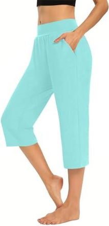 Generic Pantalon court de couleur unie pour femme, pantalon court &agrave; jambes larges, pantalon de yoga l&eacute;ger et confortable, v&ecirc;tement de nuit minimaliste d&eacute;contr