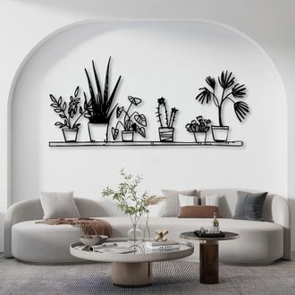 Generic Moderne minimalistische Metall-Wandkunst, Blumen-Wanddeko, botanische Motive, Sukkulenten f&uuml;r Wohnzimmer, Badezimmer, K&uuml;che, Innen- und Au&szlig;enbereich (