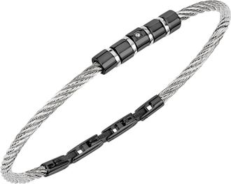 Breil Loop Armband für Herren aus Edelstahl in der Farbe Silber und Grau, Länge: 17,5 cm, TJ3438