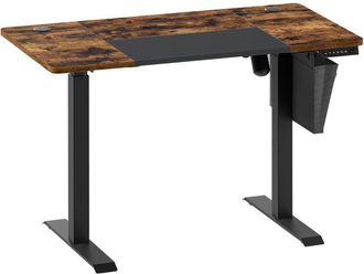 Songmics Bureau &Eacute;lectrique R&eacute;glable en Hauteur, 120 x 60 cm, 4 Hauteurs M&eacute;morisables, Marron Rustique