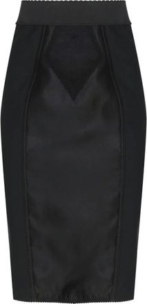 Dolce & Gabbana Femme, Jupes, Noir, Taille: 38 FR Jupe Corset Marquisette et Satin