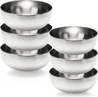 Com-Four 6x Salatsch&uuml;sseln aus Edelstahl - &Oslash; 20 / &Oslash; 24 cm Sch&uuml;ssel Set - R&uuml;hrsch&uuml;ssel - Obstschale - Metallsch&uuml;ssel - Edelstahlsch&uuml;ssel - Serviersch&uuml;ssel - Dek