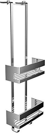 Emco SYSTEM2 Türetagere mit zwei Duschkörben, hochwertige Duschablage zum Hängen aus Metall, Duschkorb ohne Bohren für Badutensilien, chromfarben, Chrom, 1