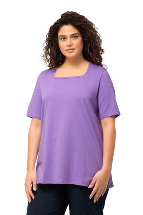 Ulla Popken Damen große Größen Übergrößen Plus Size T-Shirt, A-Linie, Carré-Ausschnitt, Halbarm Blauer Flieder 58+ 807286811-58+