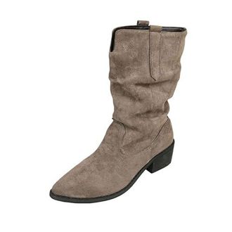 Generic Bottes &eacute;paisses en faux daim pour femme - Style d&eacute;contract&eacute; - Bout pointu - Couleur unie - &Eacute;l&eacute;gantes et confortables - &Agrave; enfiler - Classiques au quoti