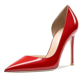 Generic Eestfy Escarpins de Cour Classiques Femme &Eacute;l&eacute;gants en Cuir Vernis Bout Pointu Talons Aiguilles Professionnels Talons Hauts Escarpins de Ville Design &agrave;