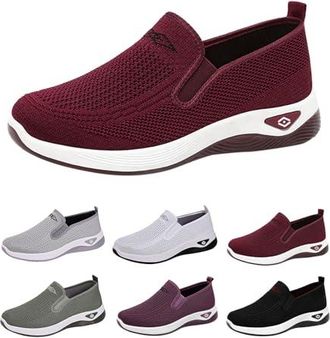 Generic Chaussures de marche &agrave; enfiler pour femme en maille respirante et l&eacute;g&egrave;re - Chaussures orthop&eacute;diques d&eacute;contract&eacute;es - Coupe large - Antid&eacute;rapantes et co