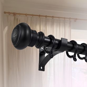 Generic R&ouml;mische Gardinenstange F&uuml;r Fenster - 70-600cm - Premium Aluminium - Dekorative Vorhangstange - Holzmaserung Design - Mit Endkappen Und Rolle - Anpass