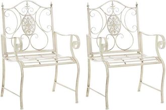 Clp Lot de 2 chaises de jardin Punjab Cr&egrave;me antique