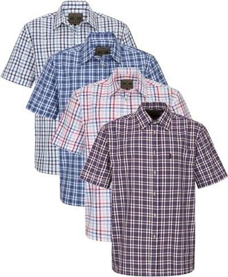 Walker and Hawkes Canterbury - Chemise pour Homme - 100% Coton/Carreaux/Manches Courtes/Campagne - Entretien Facile - Lot de 3 Assortis - 3XL (48)