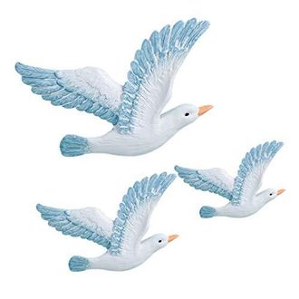 Healifty Lot de 3 figurines nautiques en r&eacute;sine repr&eacute;sentant des mouettes - D&eacute;coration murale pour la maison, la chambre &agrave; coucher, le salon