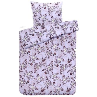 Generic Hochwertige Biber Bettw&auml;sche Baumwolle Blumen 2tlg. 4tlg. 135x200 80x80 Set 2tlg, Farbe Lila