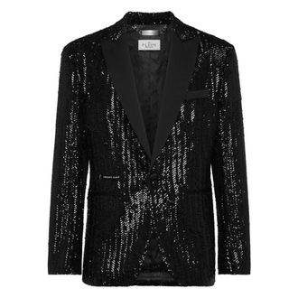 Philipp Plein Paillettes Fischgr&auml;tenblazer - - Jackets - Herren - Schwarzk - 2XL