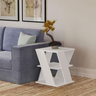 Decortie Decortie Table basse moderne Cyclo, multifonction, table dappoint &agrave; 3 niveaux, Blanche, H 55 cm