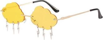 Generic Lunettes de soleil vintage en forme de nuage - Ton r&eacute;tro irr&eacute;gulier - Unisexe - Ann&eacute;es 60, jaune, Taille unique