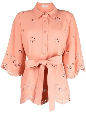 Elie Saab blouse &agrave; broderies - Rose