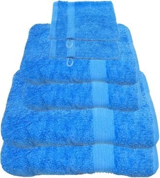 Julie Julsen 6 TLG Handtuchset 2 Badetücher 2 Handtücher + 2 Waschhandschuhe gratis Reine Baumwolle über 30 Farben Himmelblau
