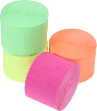 Artibetter Leuchtende Krepppapier Luftschlangen 4 Rollen Fluoreszierend In Orange Gr&uuml;n Pink Gelb f&uuml;r Schwarzlicht Partydekoration Selbstgemacht Girlande f&uuml;r Gebu