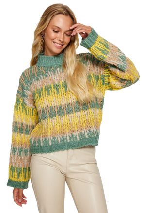 Trendyol Green Weiche Texturd Ethnic Pattern Thick Crop Strickwaren Sweater Twoaw24Kz00688