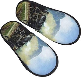 Generic Pantoufle Maison Train &Agrave; Vapeur Traversant Le Pont Chaudes Pantoufles Confortable Hiver Chaussures Chaudes Unique Hiver Pantoufles Pour Camping Maison
