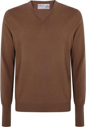 Ballantyne Homme, Pulls, Brun, Taille: M Pull en cachemire &agrave; col en V