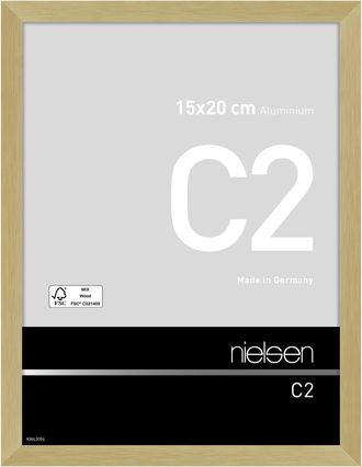 Nielsen Design Bilderrahmen, 15 x 20 cm, Aluminium, Gold matt, Fotorahmen zum Auftstellen und Aufh&auml;ngen im Hoch- & Querformat, Echtglas, C2