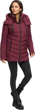 Marikoo Damen Winterjacke (XS-3XL) - Softshell, mit abnehmbarer Kapuze, Steppung - N103 - Wine Gr&ouml;&szlig;e XXL - Gr.XXL