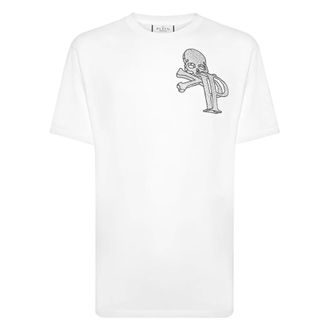 Philipp Plein Homme, Tops, Blanc, Taille: 3XL T-shirt Col Rond SS Wire Frame