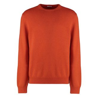 Malo Kaschmir Rundhalspullover- gerippte Strickkanten - - Knitwear - Herren - Orange - 3XL