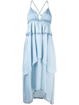 Pinko robe mi-longue Agatha &agrave; volants superpos&eacute;s - Bleu