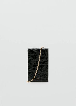 Mango Housse t&eacute;l&eacute;phone portable effet croco brillant noir - Femme - Taille unique - MANGO