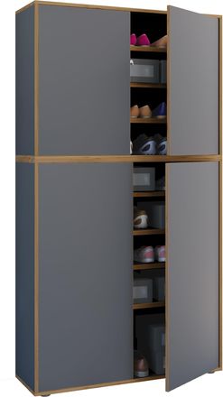 VCM Holz-Schuhschrank | Ma&szlig;e: B. 100 x H. 183 x T. 33 cm | Allzweckschrank | 9 F&auml;cher | 4 Dreht&uuml;ren - Salia Breite 100 cm