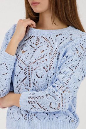 Monari Strickpullover Ajour Rundhalsausschnitt, Chenillegarn, Leicht &uuml;berschnittene Schultern