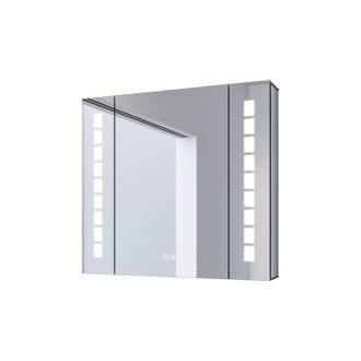 Sonni Spiegelschrank mit Beleuchtung 60 &times; 65cm beschlagfrei Spiegelschrank Bad mit Beleuchtung LED Spiegelschrank mit Touch und Steckdose Kabelloses Scharni