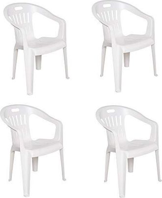 Dmora 4er Set Gartenst&uuml;hle Bisceglie, Gartensitz, F&uuml;r drinnen und drau&szlig;en, Mit Armlehnen und stapelbar, Made in Italy, 56x55 h78 cm, Wei&szlig;