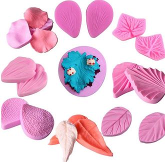 Vak Jewels 8 pcs/lot Blattform Silikon Dr&uuml;cken Form Kuchen Dekoration Fondant Kuchen, 3D Lebensmittelechtes Silikon Backform DIY Fondant Cake Schokolade Jelly Cu