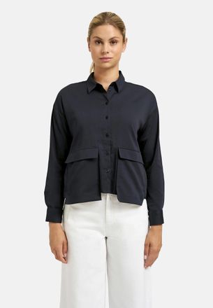 Smith & Soul Hemdbluse SMITH & SOUL, Damen, Gr. XXL, marine, Web, Obermaterial: 70% Baumwolle, 27% Polyester, 3% Elasthan, unifarben, regular fit h&uuml;ftlang, 2-Knopf