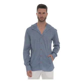 Kiton Gestreiftes Kapuzenshirt mit Logokn&ouml;pfen - - Jackets - Herren - Blau - L