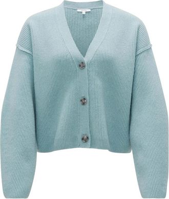 OPUS Kurzer Rippstrick-Cardigan - - Knitwear - Damen - Blau - L