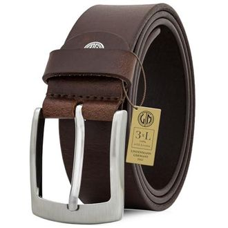 Lindenmann ceinture homme de cuir de buffle, 40 mm large et 3,8 mm fort, ajustable, ceinture, ceinture de cuir, ceinture pour jeans, XL, noir/marron foncé, Größe
